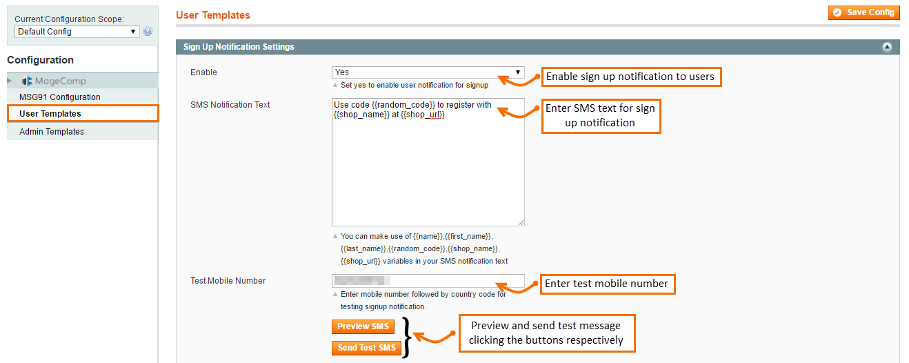 Magento Sms Notification Magento Order Notify Extension Magecomp