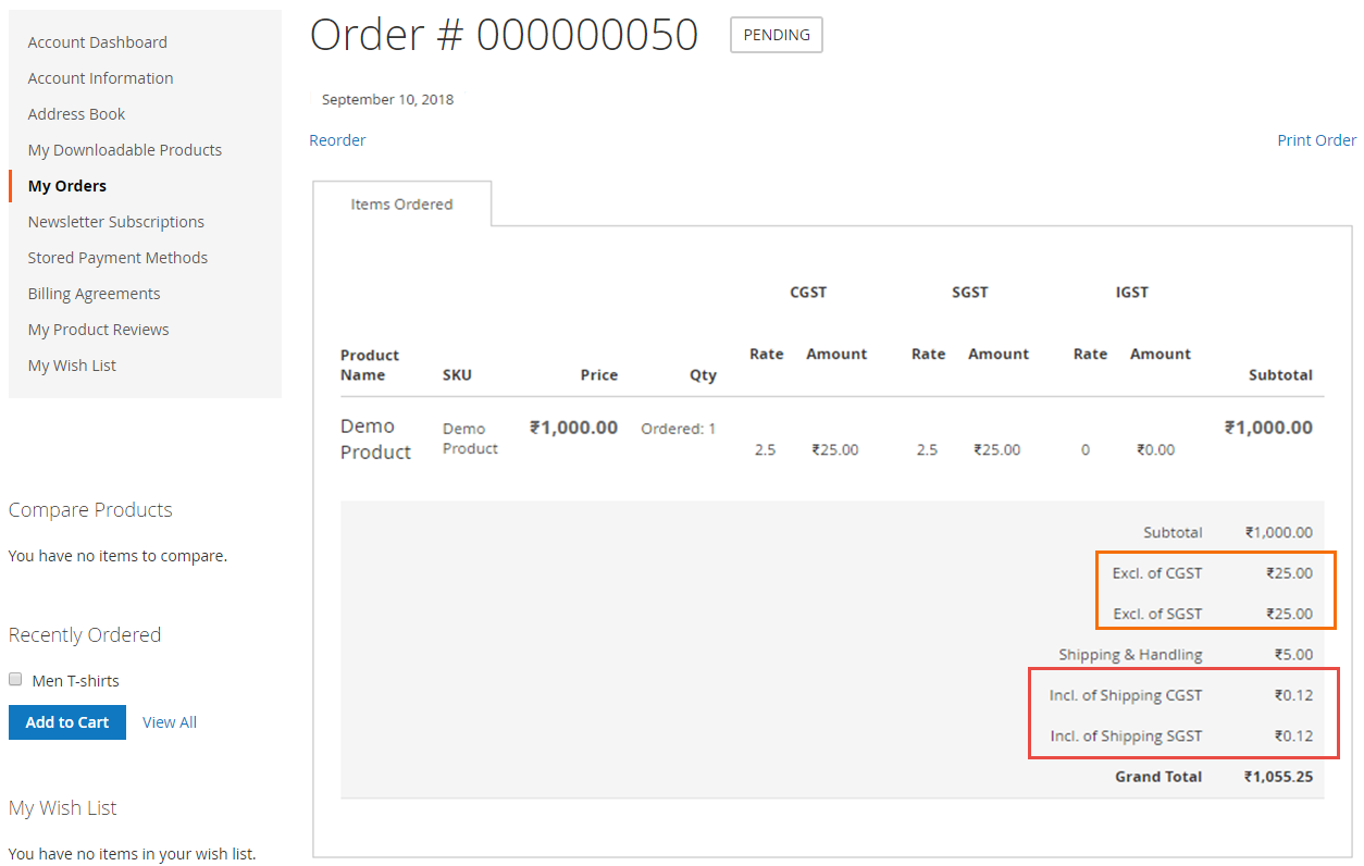 Indian GST on Frontend - Support Portal for Magento Extensions & Services