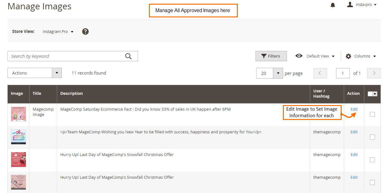 Fetch And Manage Instagram Database From Backend Support Portal For