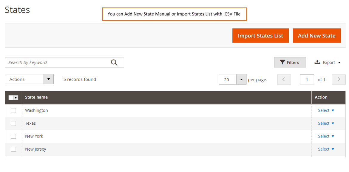 Add states from the back-end - Magento 2 City & Region Manager
