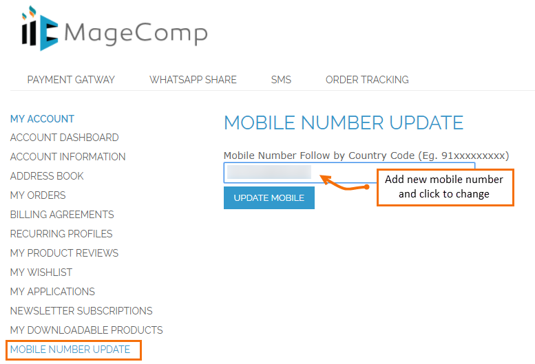 Mobile Number Update - Support Portal for Magento Extensions & Services