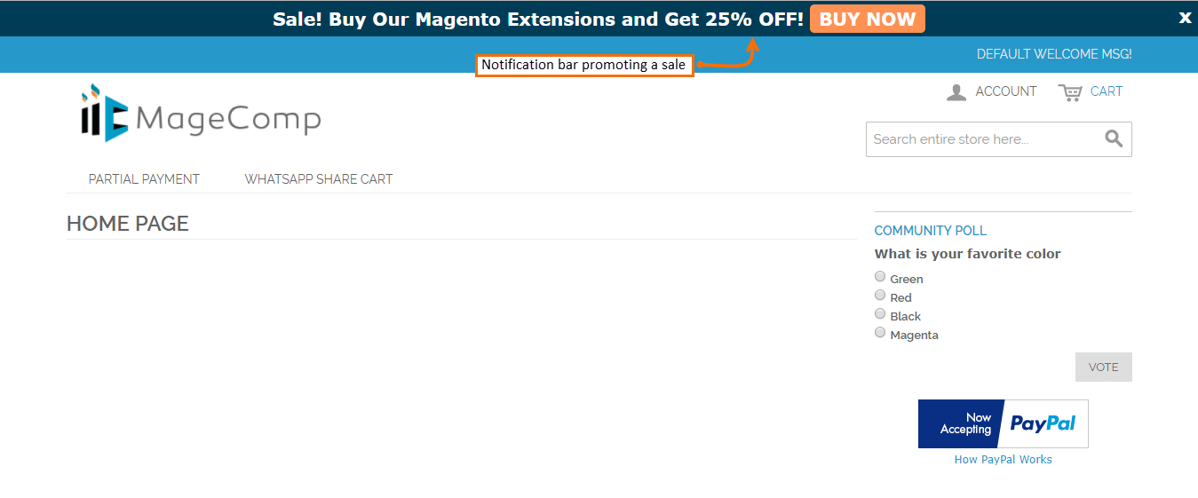 Promotional or offer notification in frontend - Support Portal for Magento Extensions & Services