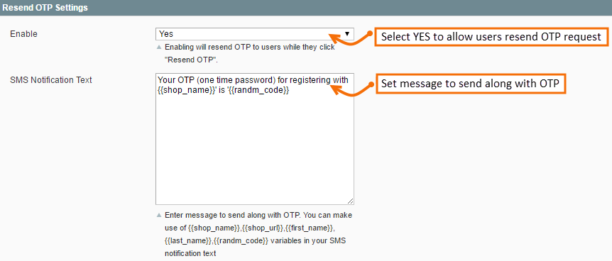 Resend OTP Settings - Support Portal for Magento Extensions & Services