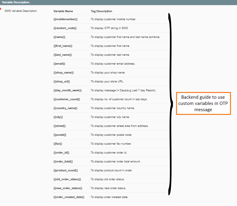 Variable Description - Support Portal for Magento Extensions & Services