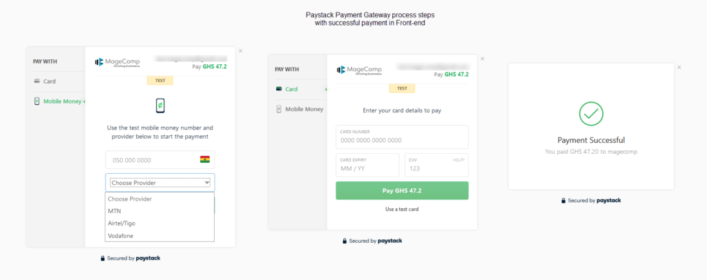 Paystack payment process display at frontend. - Support Portal for Magento Extensions & Services