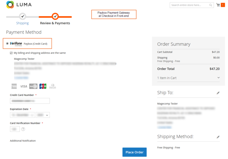 Paybox payment gateway at frontend - Support Portal for Magento Extensions & Services