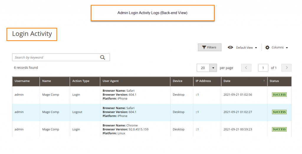 Admin Activity & Login Activity Dashboard - Support Portal for Magento ...