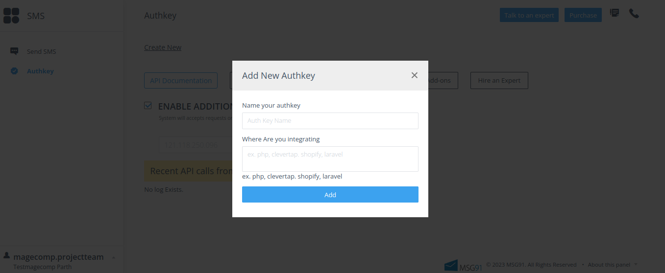 Get MSG91 Credential