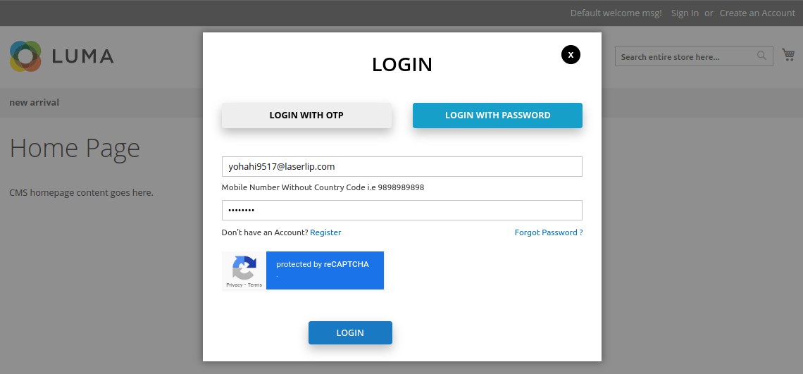 Frontend Customer Login - Magento 2 Mobile OTP Login Pro Extension